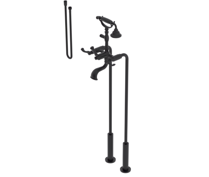 RUBINET 3FETL Etruscan Floor Mount Tub filler with hand held shower ...